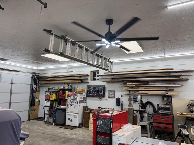 Parrot Uncle 84-in Matte Black with Brown Blades LED Ceiling Fan With ...
