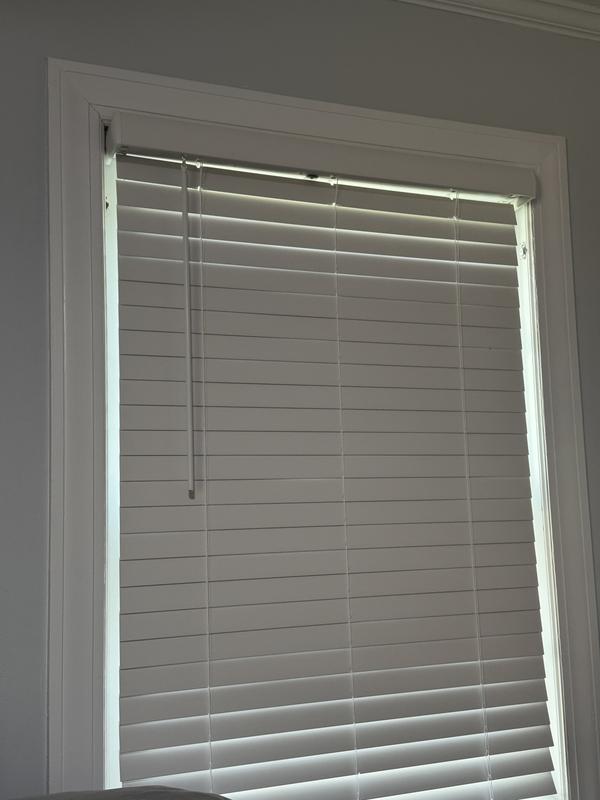 LEVOLOR Basics 2-in Slat Width 27-in x 64-in Cordless White Faux Wood Room Darkening Horizontal ...