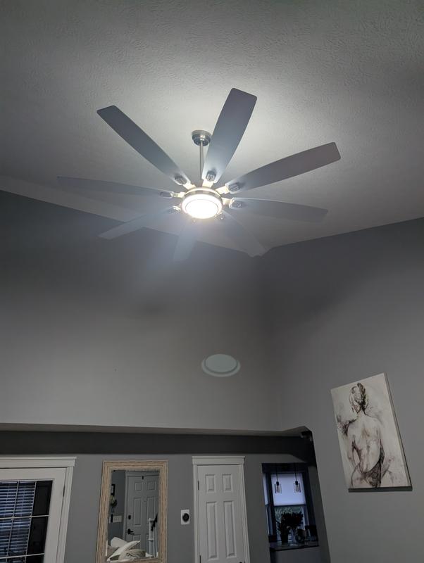 SILJOY 72-in Nickel Ceiling Fan with Nickel or oak Color Blades Ceiling ...