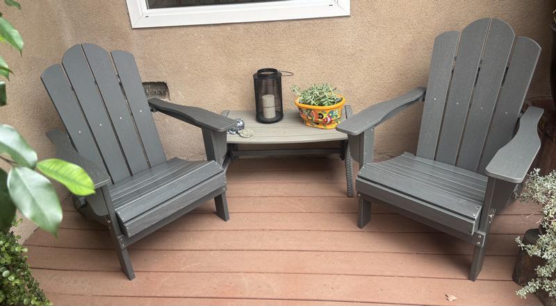 VOUA HDPE Folding Adjustable Adirondack Chair Stackable White HDPE ...