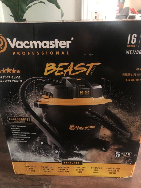 Vacmaster Professional 16-Gallon 6.5-HP Corded Wet/Dry Shop Vacuum with ...