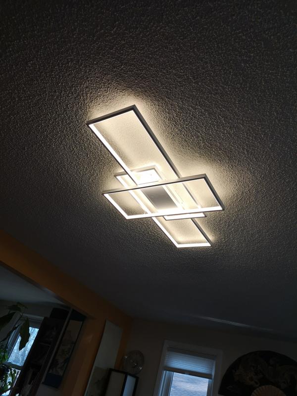 Oukaning Stepless Dimming 43.3-in 1-Light Brushed White LED Flush Mount ...