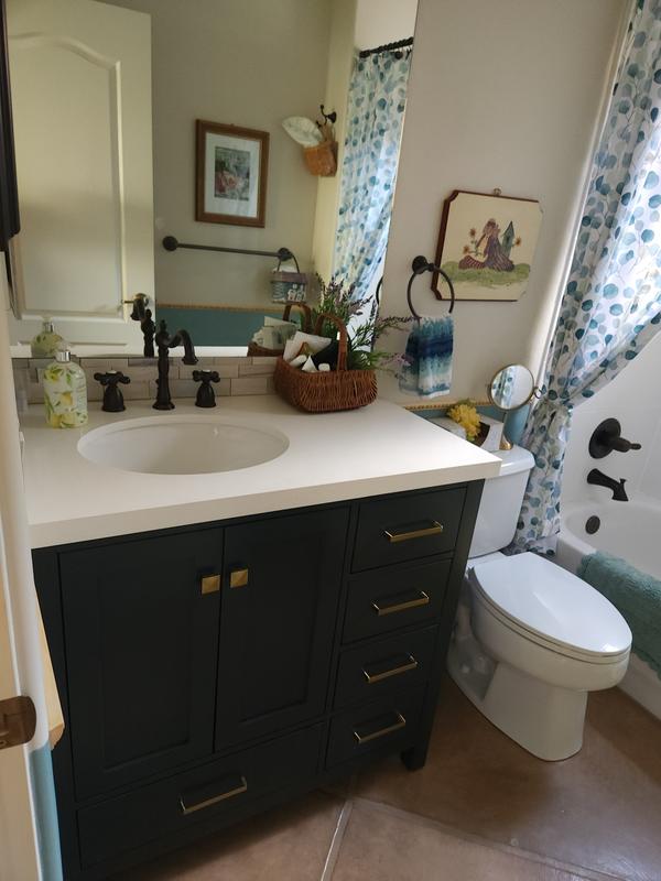 ARIEL Cambridge 36-in Brown Oak Undermount Single Sink Bathroom Vanity ...