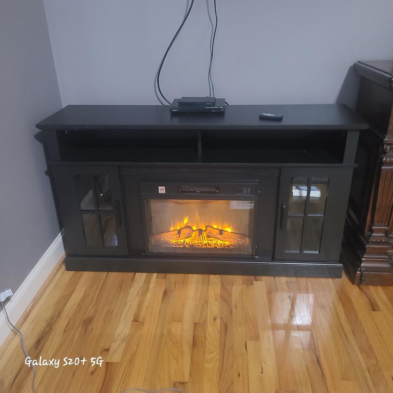 Costway 15-in W Gray TV Stand with Infrared quartz Flat Wall Electric ...