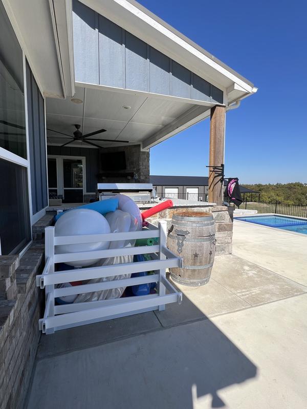 Esazn Pool Storage Bins Rack for Poolside White PVC Pool toy storage in ...