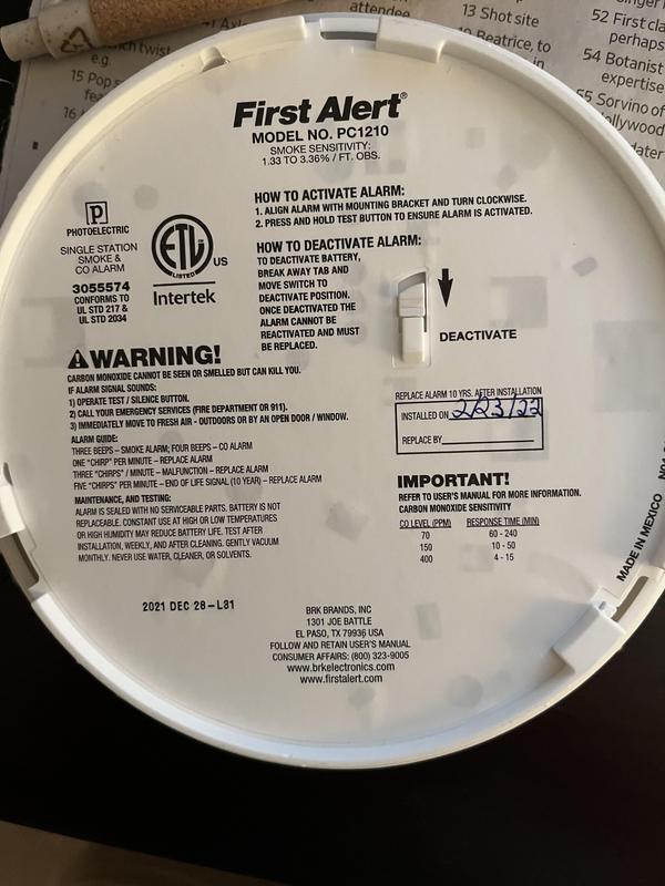 First Alert 10-Year Battery-operated Photoelectric Combination Smoke ...