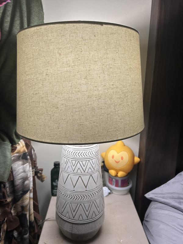 Livabliss Imelde 26.38-in Tan/Cream 3-way Table Lamp with Linen Shade ...