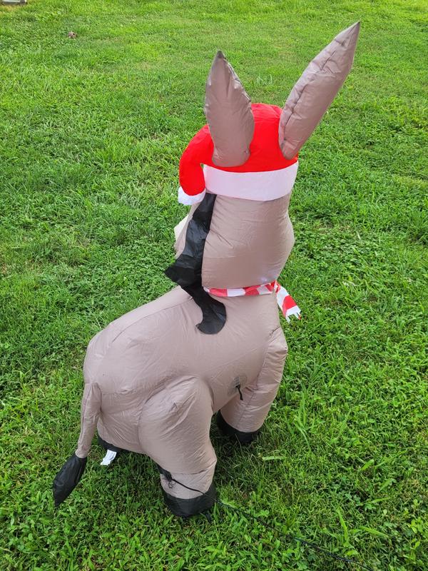 Holiday Living 4-ft LED Donkey with Santa Hat Christmas Inflatable ...