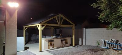 Sunjoy 13-ft x 15-ft Rectangle Matte Black Wood Steel Roof Gazebo ...