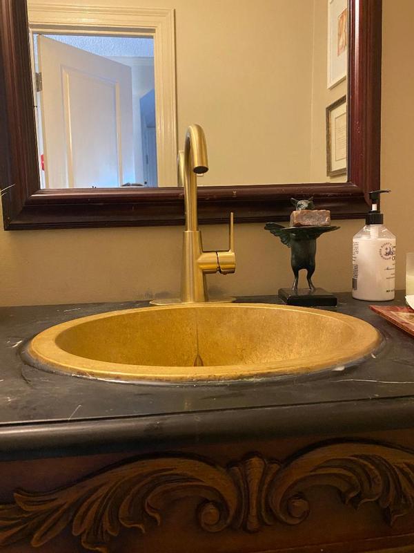 Phiestina Brushed Gold 4-in centerset 1-Handle WaterSense Pull-down ...
