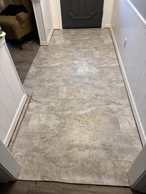 STAINMASTER Midtown Slate Gray Marble Look 9.84-mil x 12-ft W ...