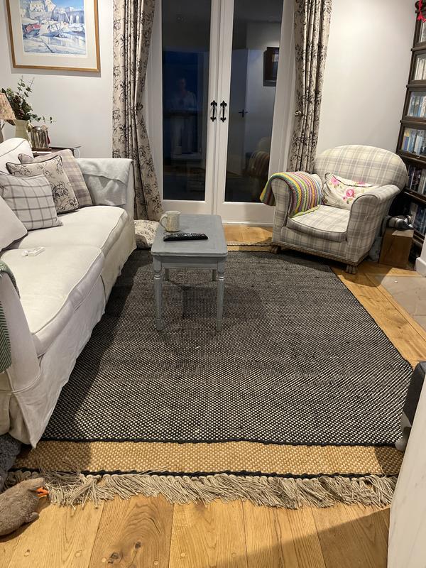 Ajow fringed jute rug natural/black La Redoute Interieurs | La Redoute