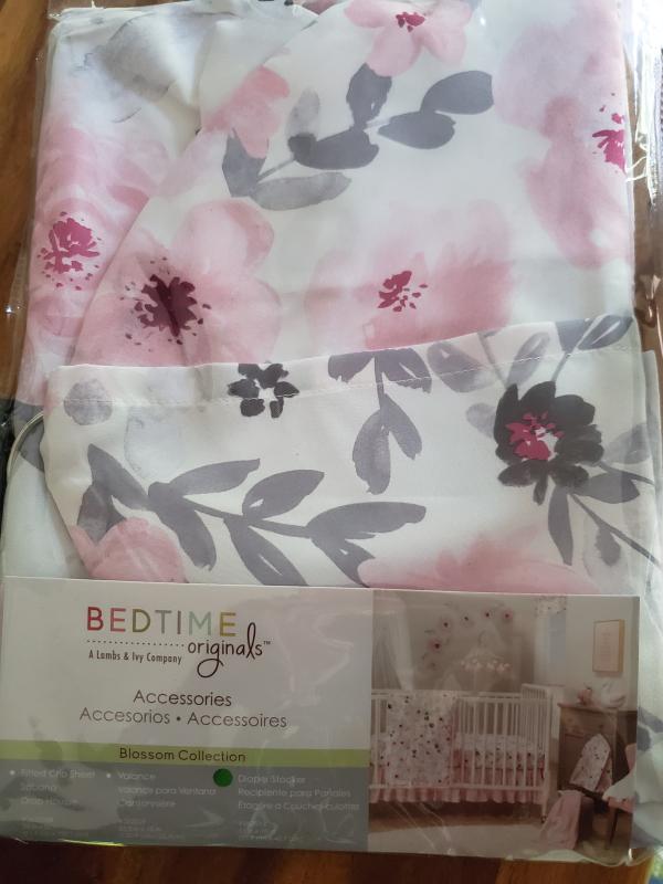 Bedtime Originals Blossom Pink/Gray Watercolor Floral Diaper Stacker ...