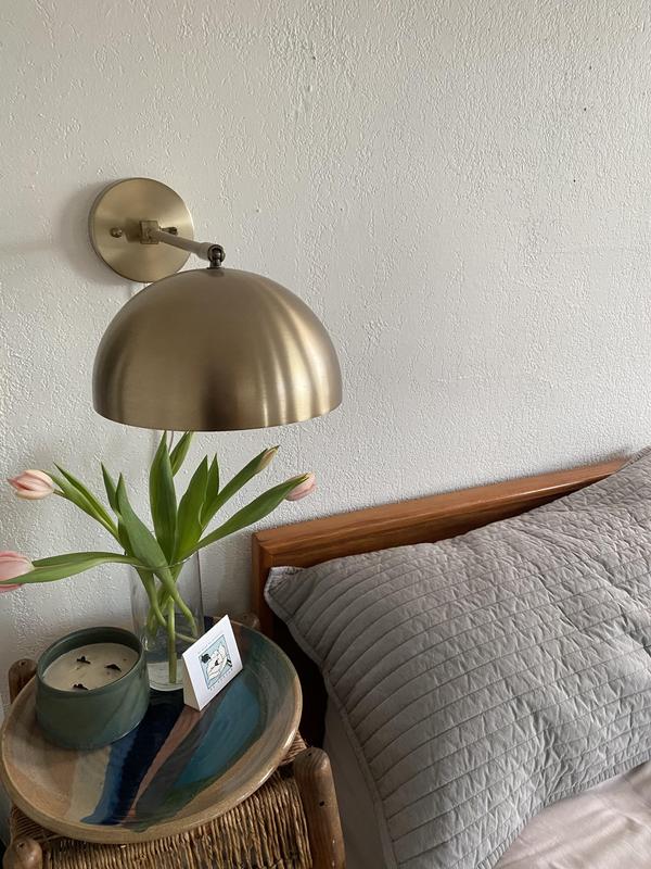 Brava Modern Indoor Adjustable Wall Lamps Set of 2 Antique Brass Plug ...