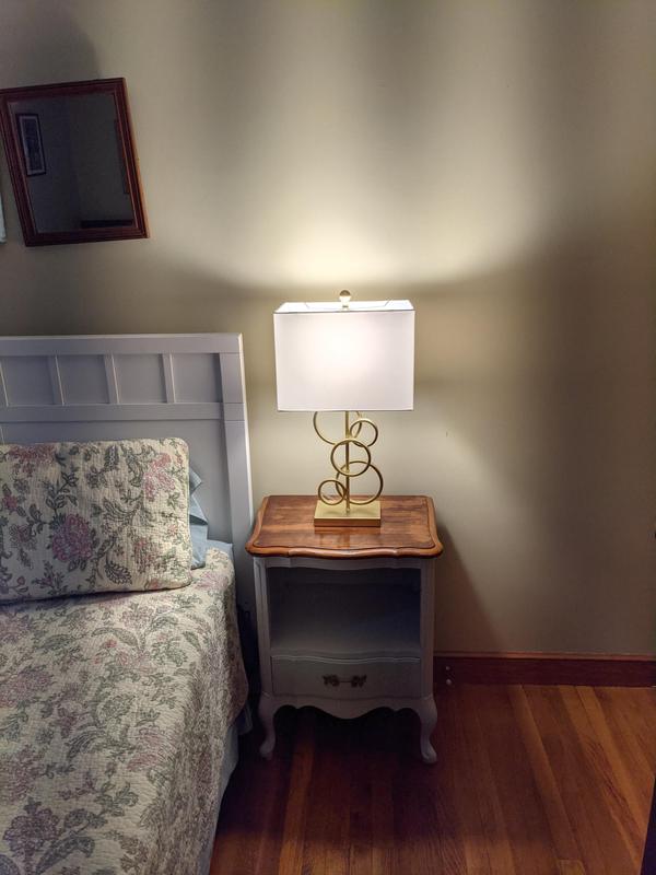 Saul Modern Table Lamp 26" High Brass Gold Metal Open Rings Oatmeal ...