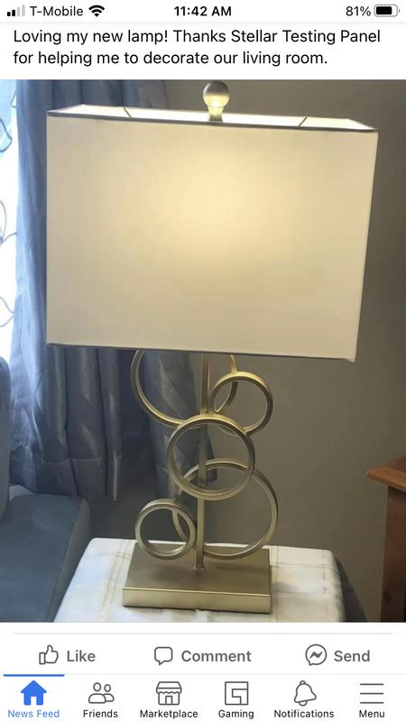 Saul Modern Table Lamp 26" High Brass Gold Metal Open Rings Oatmeal ...