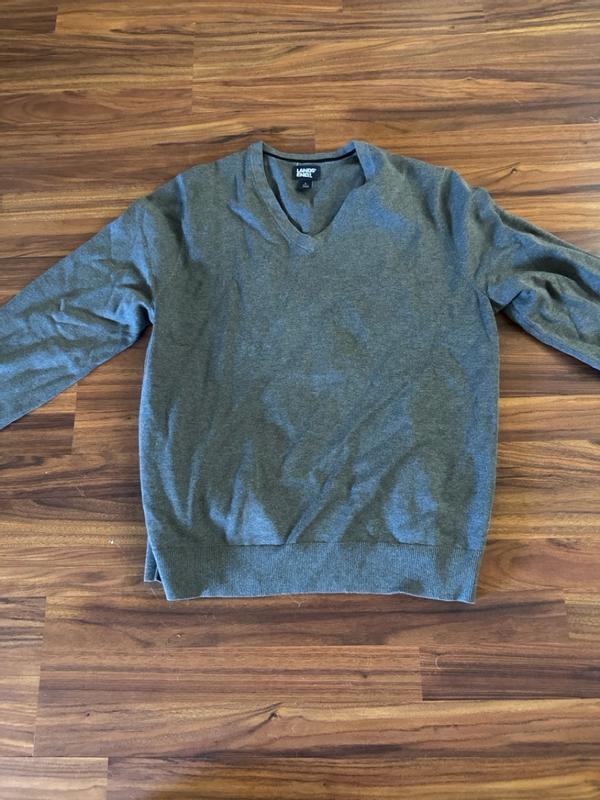 Lands' End Men's Fine Gauge Cotton V Neck Sweater - Macy's