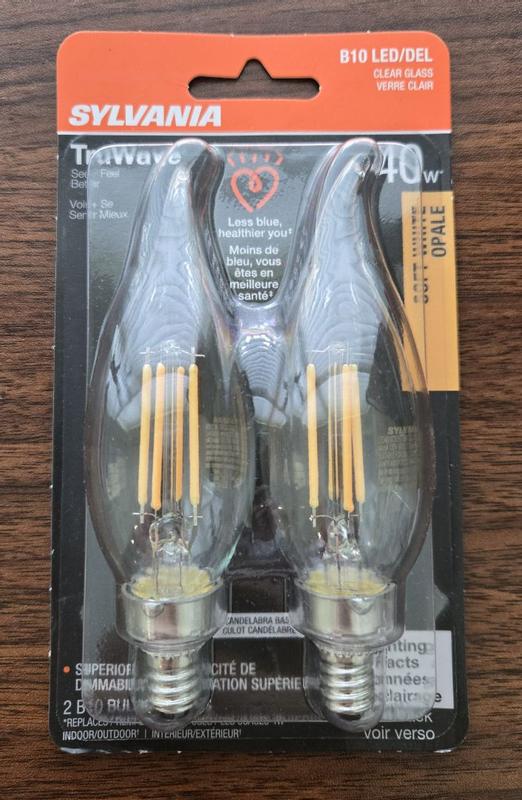 SYLVANIA Natural B10 E12 Candelabra LED Bulb Soft White 40 Watt ...