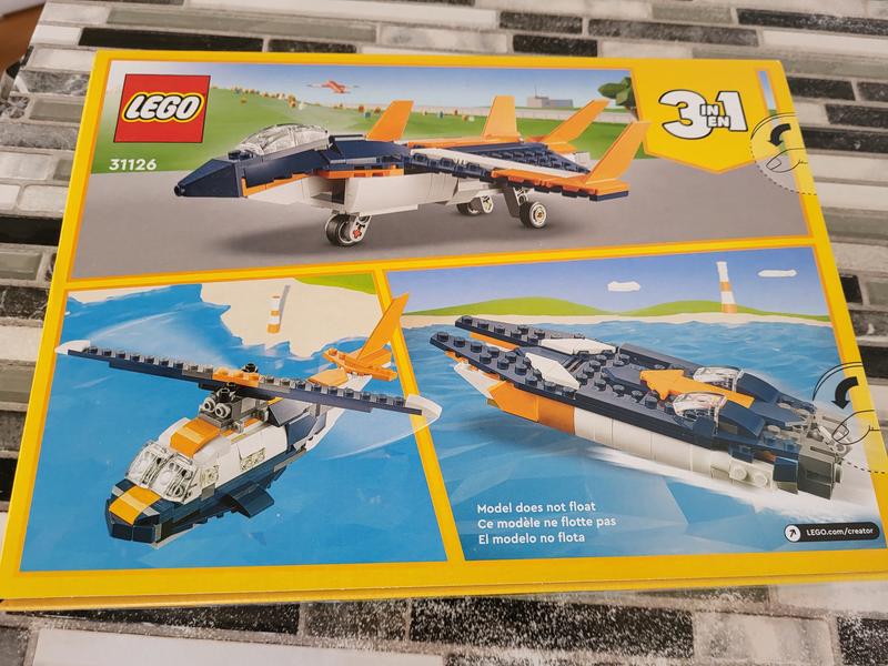 LEGO® Creator 31126 3-in-1 Supersonic Jet Helicopter & Powerboat Toy ...