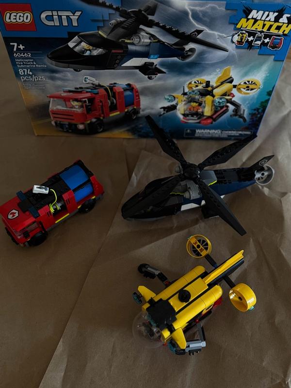 LEGO® City Helicopter and Fire Truck and Submarine Remix Building Toy ...