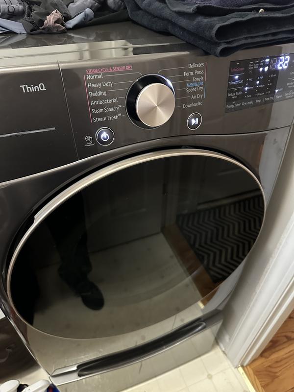 Shop LG Front Load Steam Cycle Black Washer & Electric Dryer Stackable ...