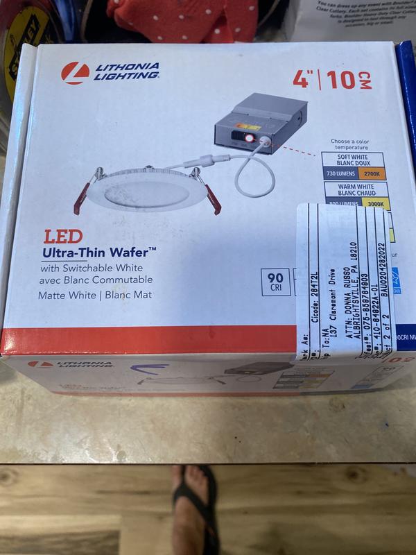 Lithonia Lighting Wafer Matte white 4-in 620 -Lumens Switchable white ...