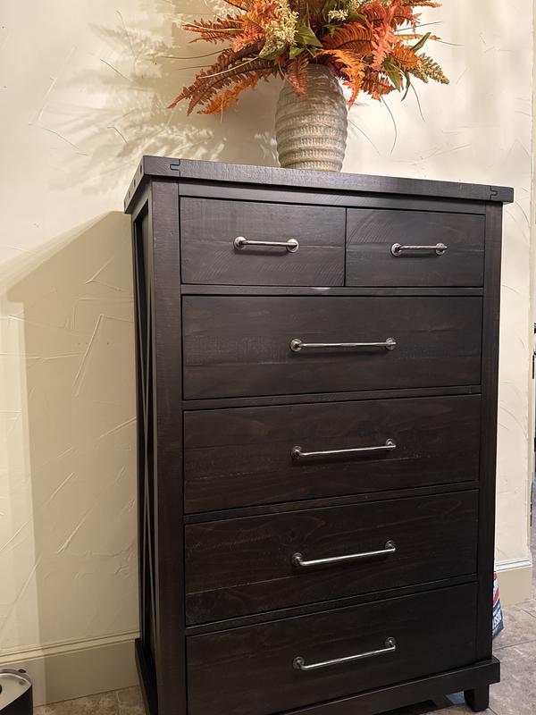 Jaxon Grey Wood 57 Tall 6 Drawer Chest Living Spaces