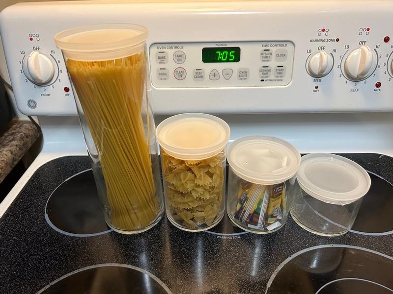 Libbey Stacking Cylinder 4 Piece Assorted Glass Jar Set with Lids in ...