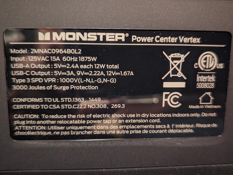 MONSTER CABLE Monster Power Center Vertex Surge Protector - White - Macy's