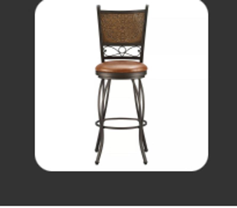 L Powell Bronze with Muted Copper Stamped Back Bar Stool, 30