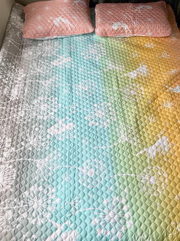 Lush Decor Pastel Rainbow Ombre Reversible Full/Queen Quilt with (Fill ...
