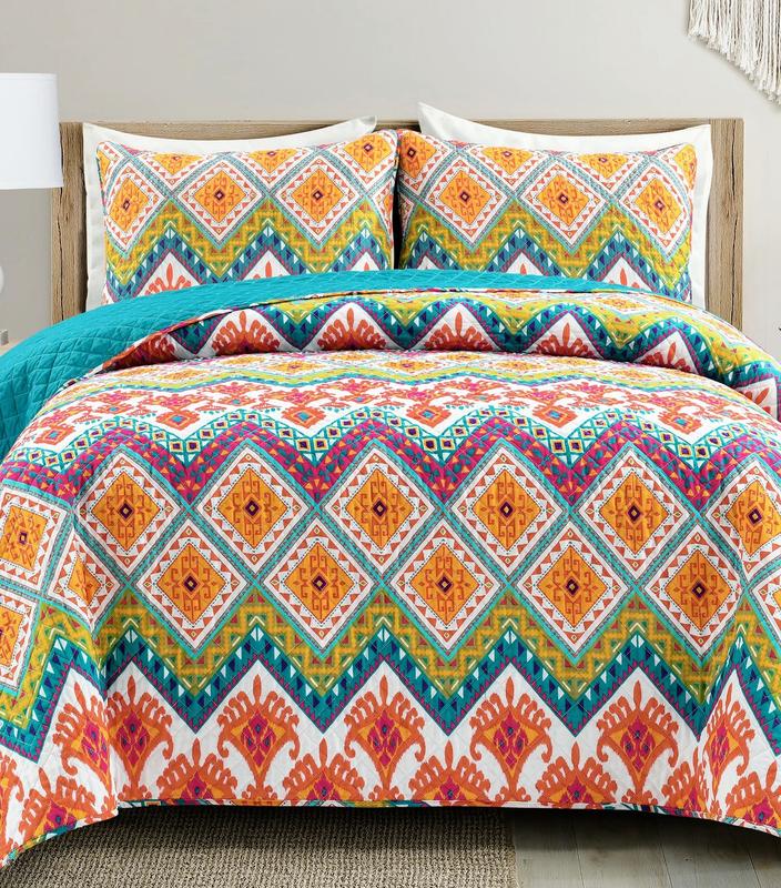 Lush Decor Turquoise Chevron Reversible Full/Queen Quilt Cotton ...