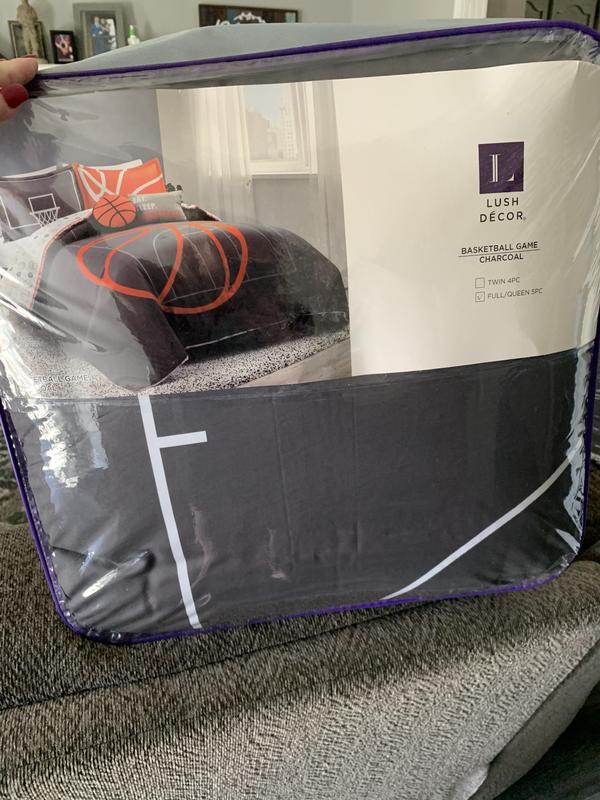 Lush Decor Black Graphic Print Reversible Full/Queen Comforter with ...