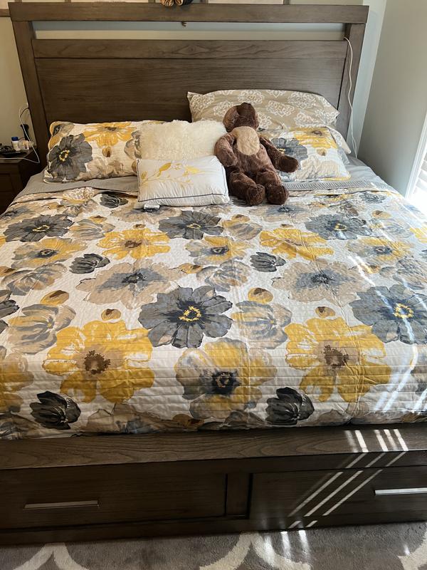 Lush Decor Yellow Floral Reversible Queen Quilt with (Fill) 21T011790 ...