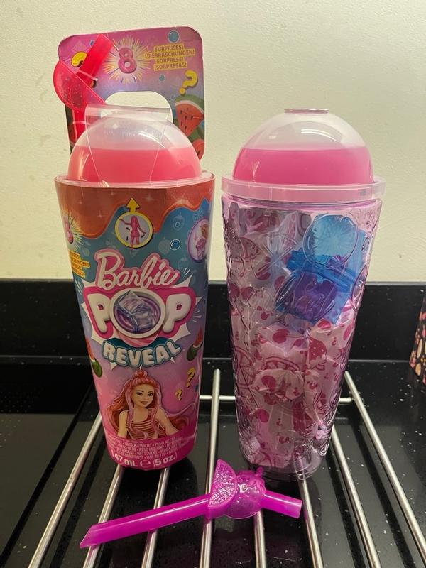 Barbie Pop Reveal Fruit Series Strawberry Lemonade Doll, 8 Surprises ...