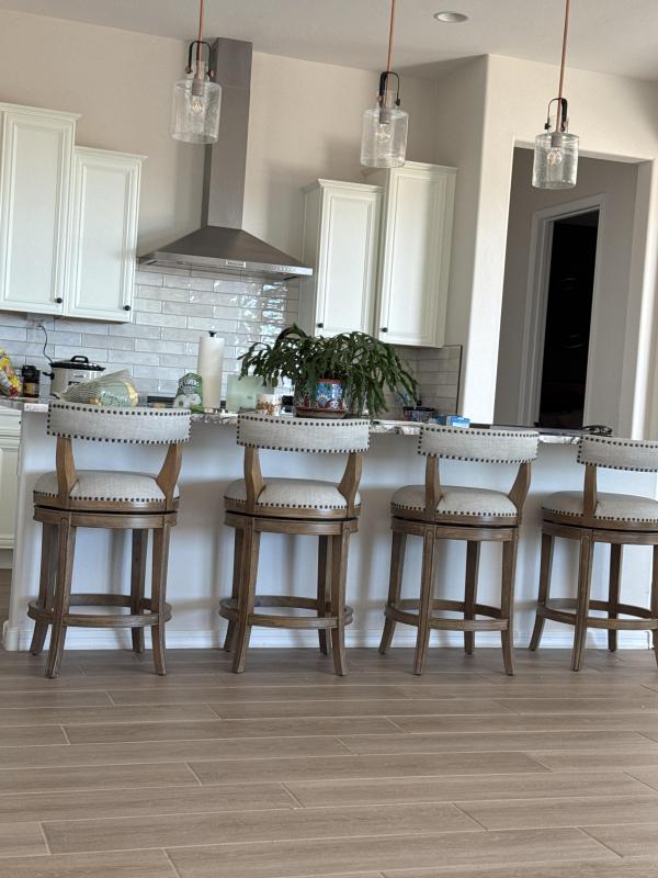 Maven Lane Alexander Kitchen Counter Stool in Weathered Oak Finish w ...