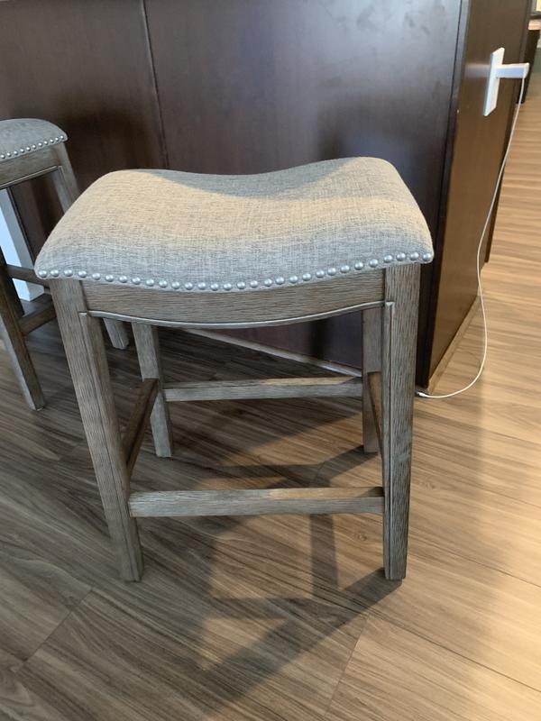 Maven Lane Adrien Backless Saddle Kitchen Counter Stool in Walnut ...