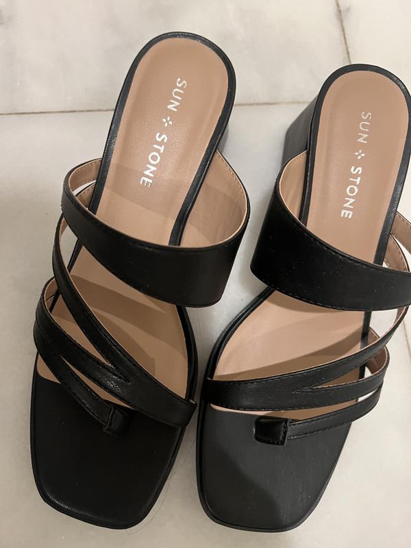 Sun + Stone Women's Baylinn Block Feel Slip On Dress Sandals, Created ...