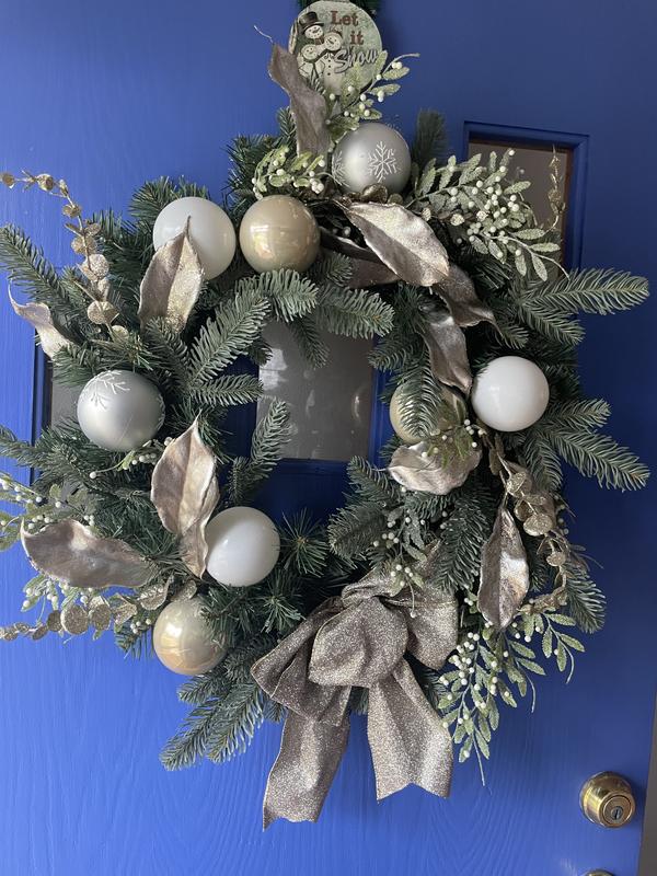 National Tree Company 24" Pre-Lit Yuletide Glam Decorated Wreath with ...