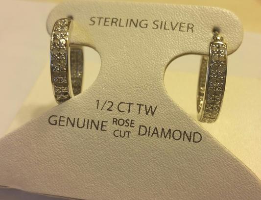 Victoria Townsend Rose-Cut Diamond Two-Row Hoop Earrings in Sterling ...