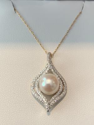 Honora Cultured Freshwater Pearl (8mm) & Diamond (1/4 ct. t.w.) 18 ...