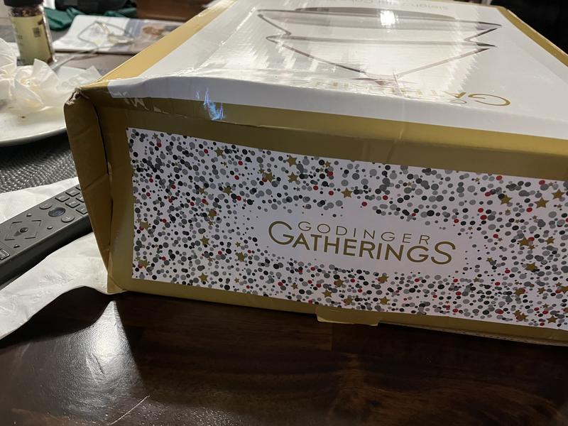 Godinger 2 Tier Red Framed Star Server with Porcelain Plates Set, 3 ...