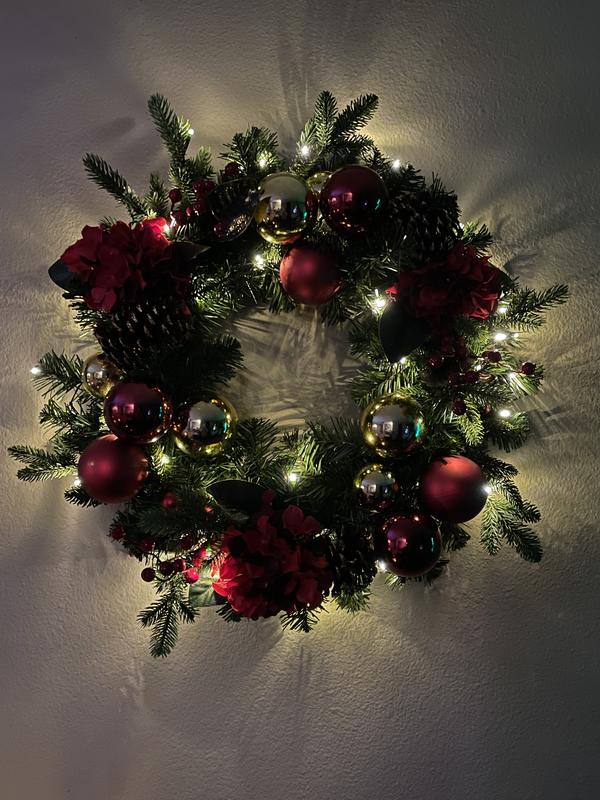 National Tree Company 24" Vienna Waltz Decorated Wreath with LED Lights ...