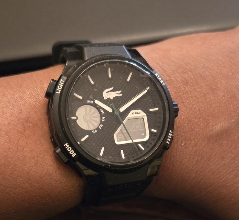 Lacoste Men's LC33 Black Silicone Strap Watch 45mm - Macy's