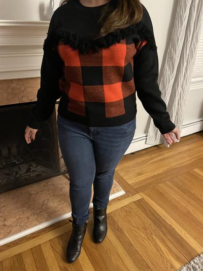 Bar III Buffalo Check Sweater, Created for Macy's - Macy's