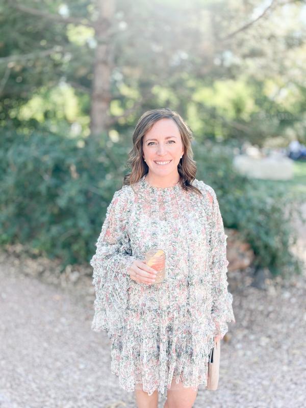 Women's Floral Print Long Flare Sleeve Mesh A-Line Dress - Macy's