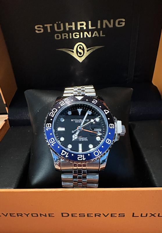 Stuhrling Meridian 3968 Men S GMT Diver Watch Quartz Movement 42mm