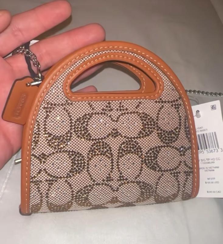 COACH Crystal Signature Jacquard Top Handle Card Case Wallet - Macy's