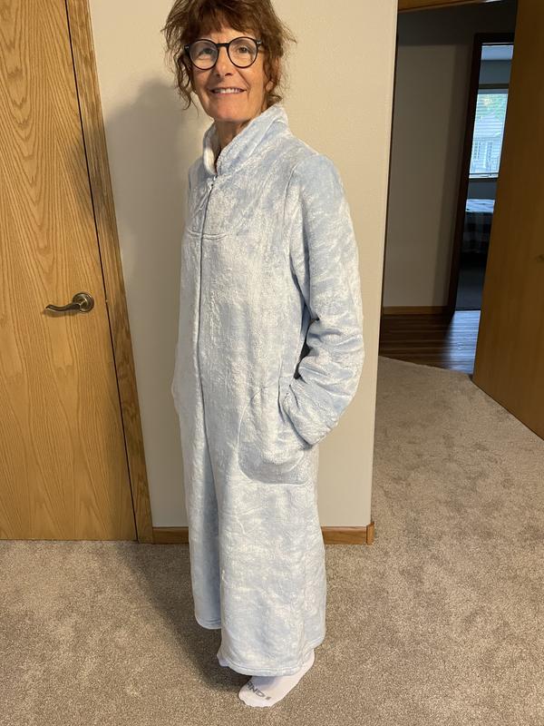 Charter Club Women's Long Snowflake Embossed Zip-Front Robe, Created ...