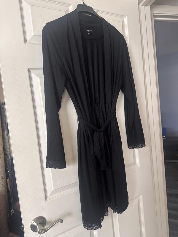 State of Day Women's Lace-Trim Knit Wrap Robe, Exclusively at Macy's ...